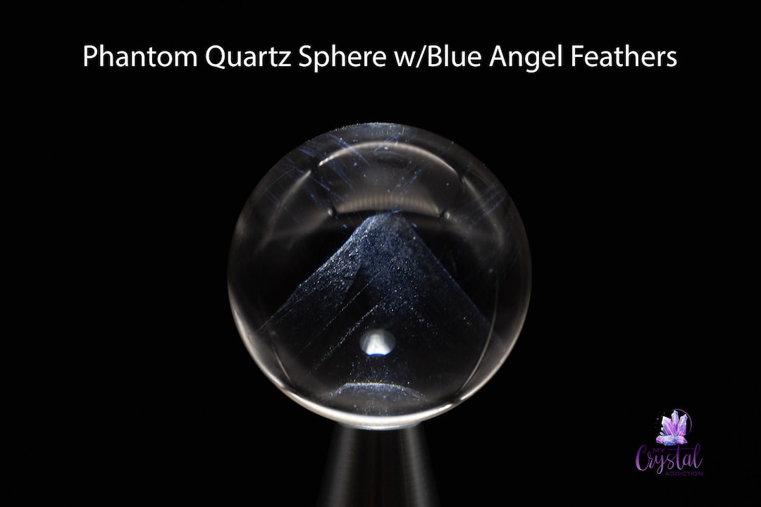 Phantom Quartz Sphere 1.4"/35mm - Blue Angel Feather Inclusions - Etsy