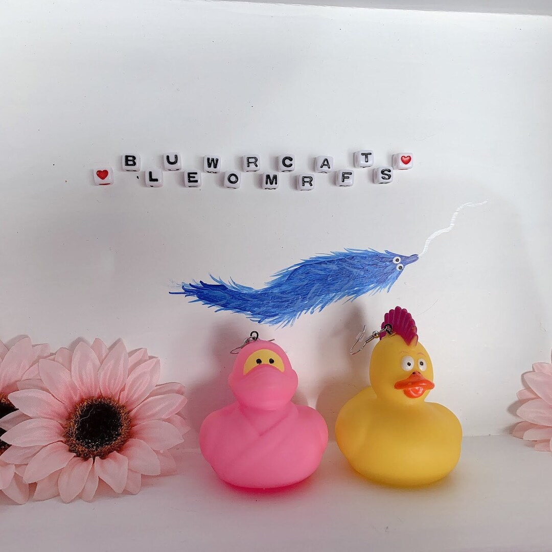 Ninja and Mohawk Rubber Ducky Earrings - Etsy