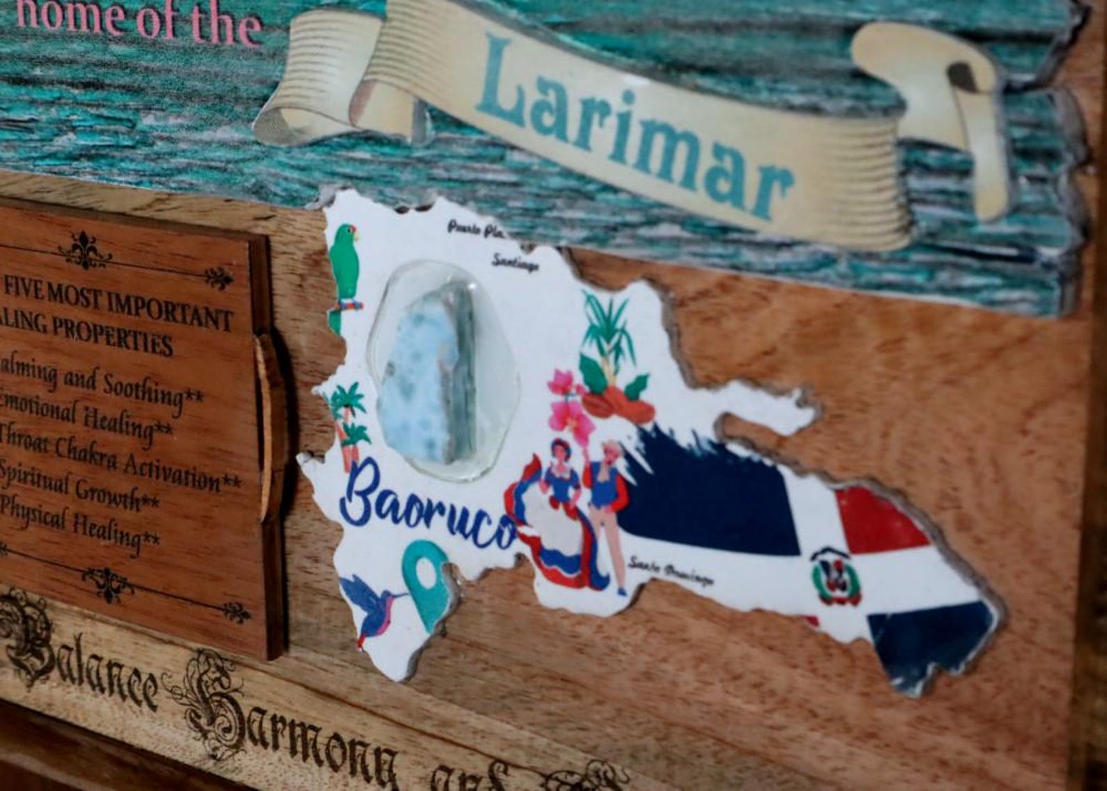 The Larimar Treasure Map From the Dominican Republic on A Layered Wood ...
