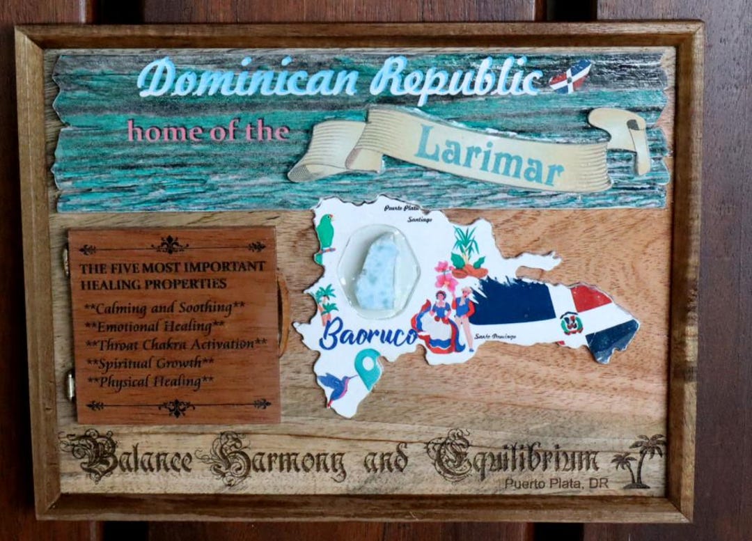 The Larimar Treasure Map From the Dominican Republic on A Layered Wood ...