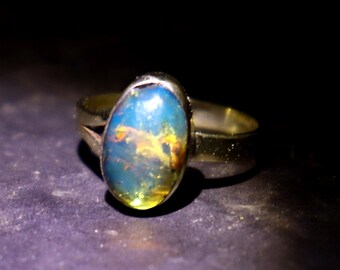 Blue Amber Ring | Etsy