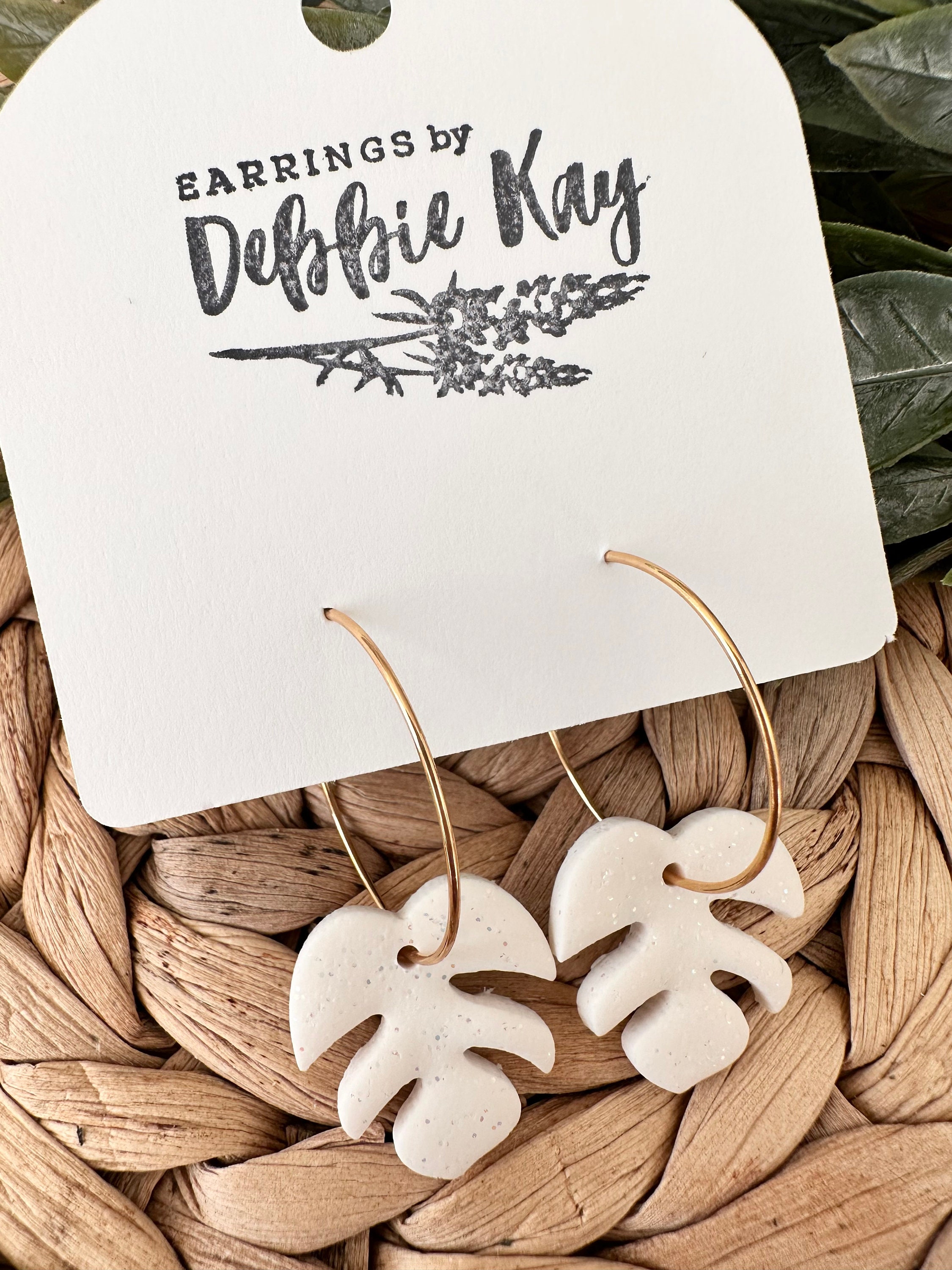 Monstera Leaf Polymer Clay Hoop Earrings Polymer Clay - Etsy