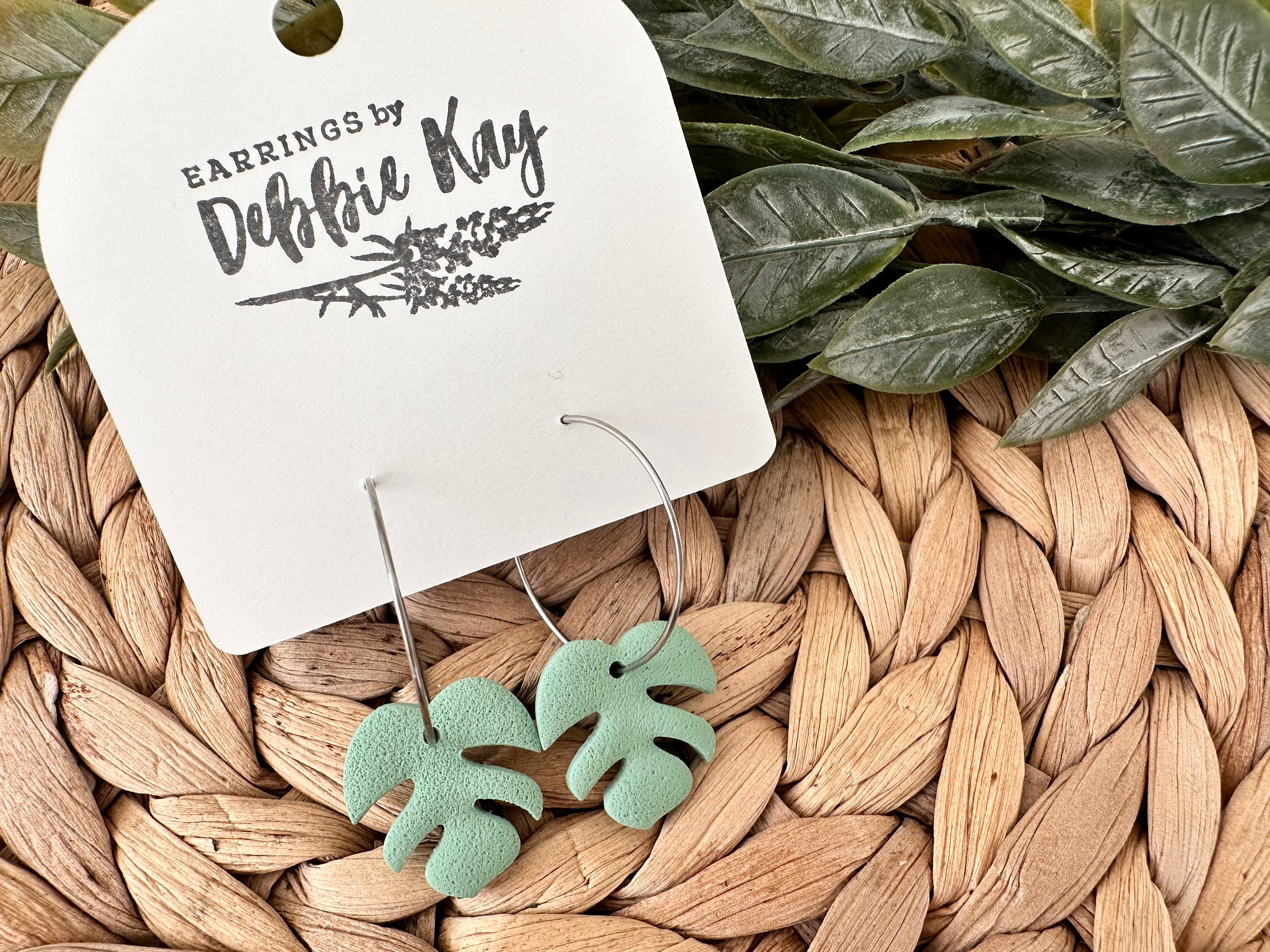 Monstera Leaf Polymer Clay Hoop Earrings Polymer Clay - Etsy