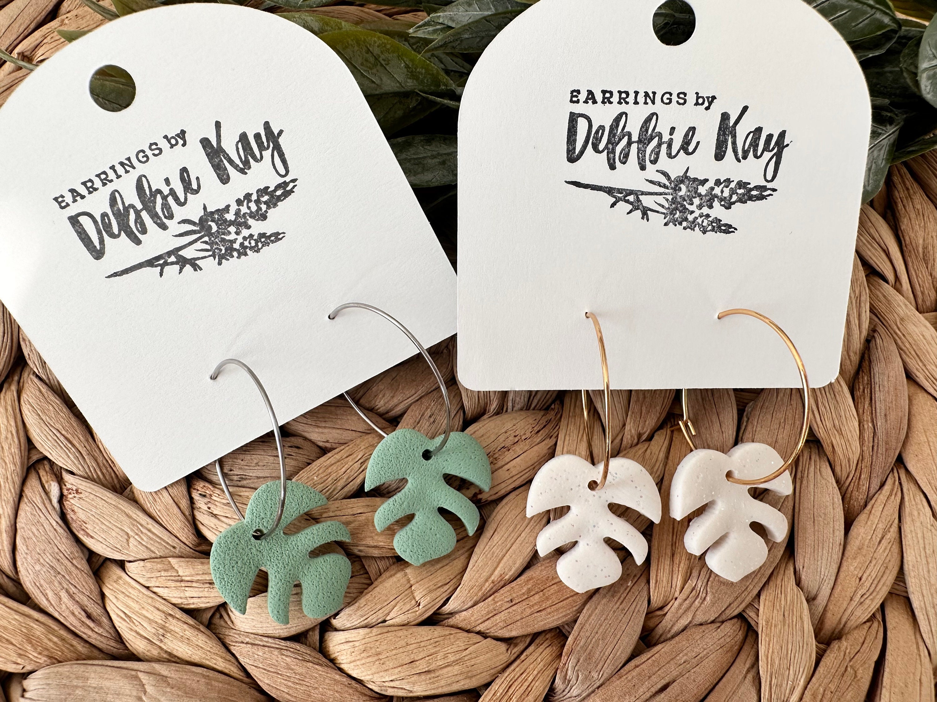 Monstera Leaf Polymer Clay Hoop Earrings Polymer Clay - Etsy