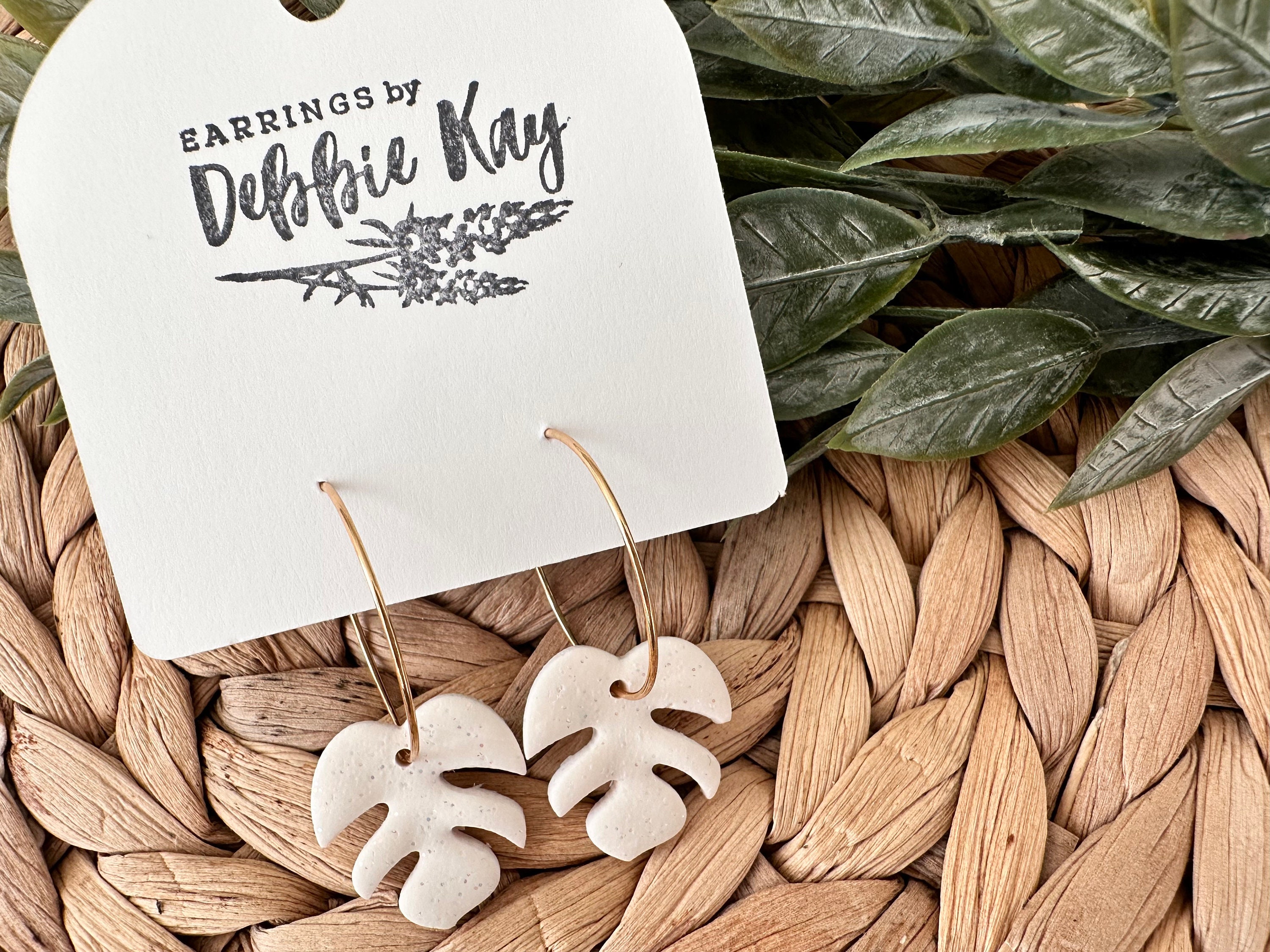 Monstera Leaf Polymer Clay Hoop Earrings Polymer Clay - Etsy