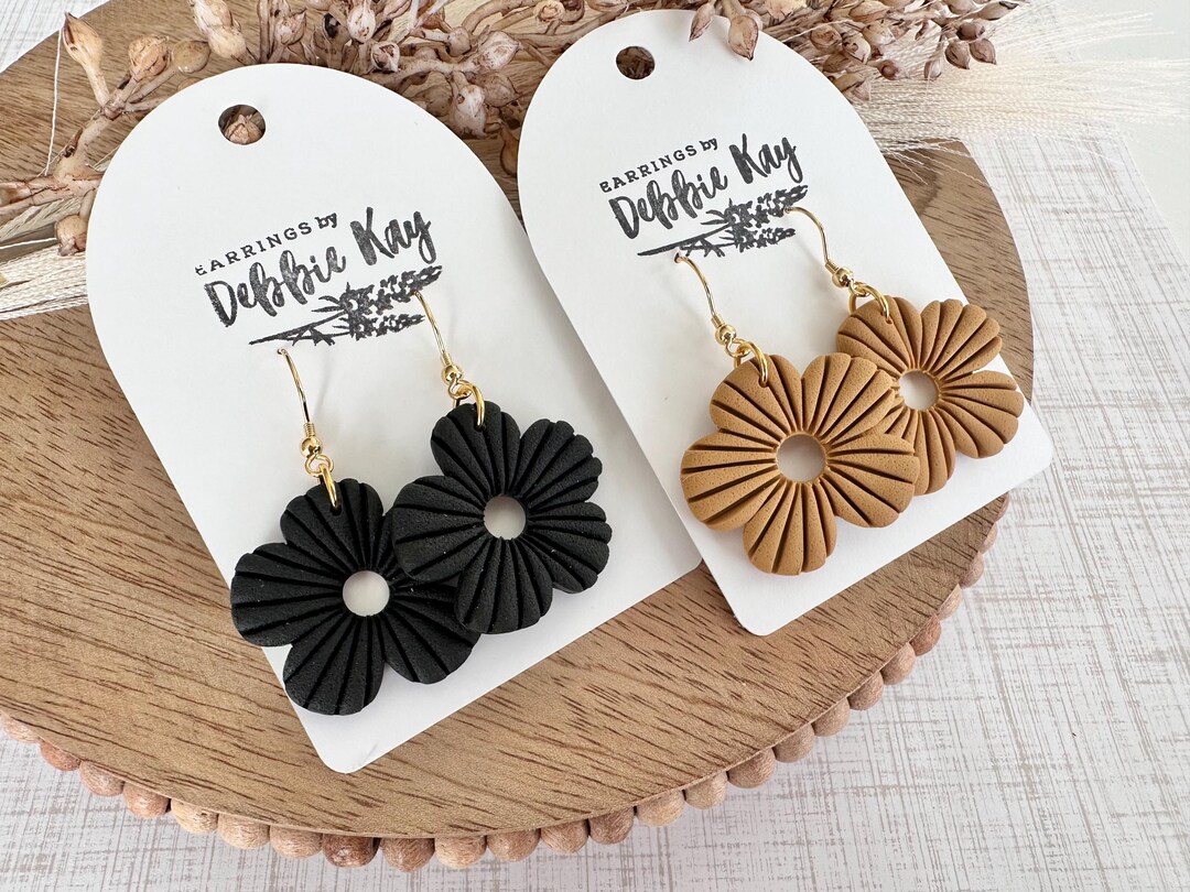 Embossed Flower “meg” Polymer Clay Earrings - Etsy