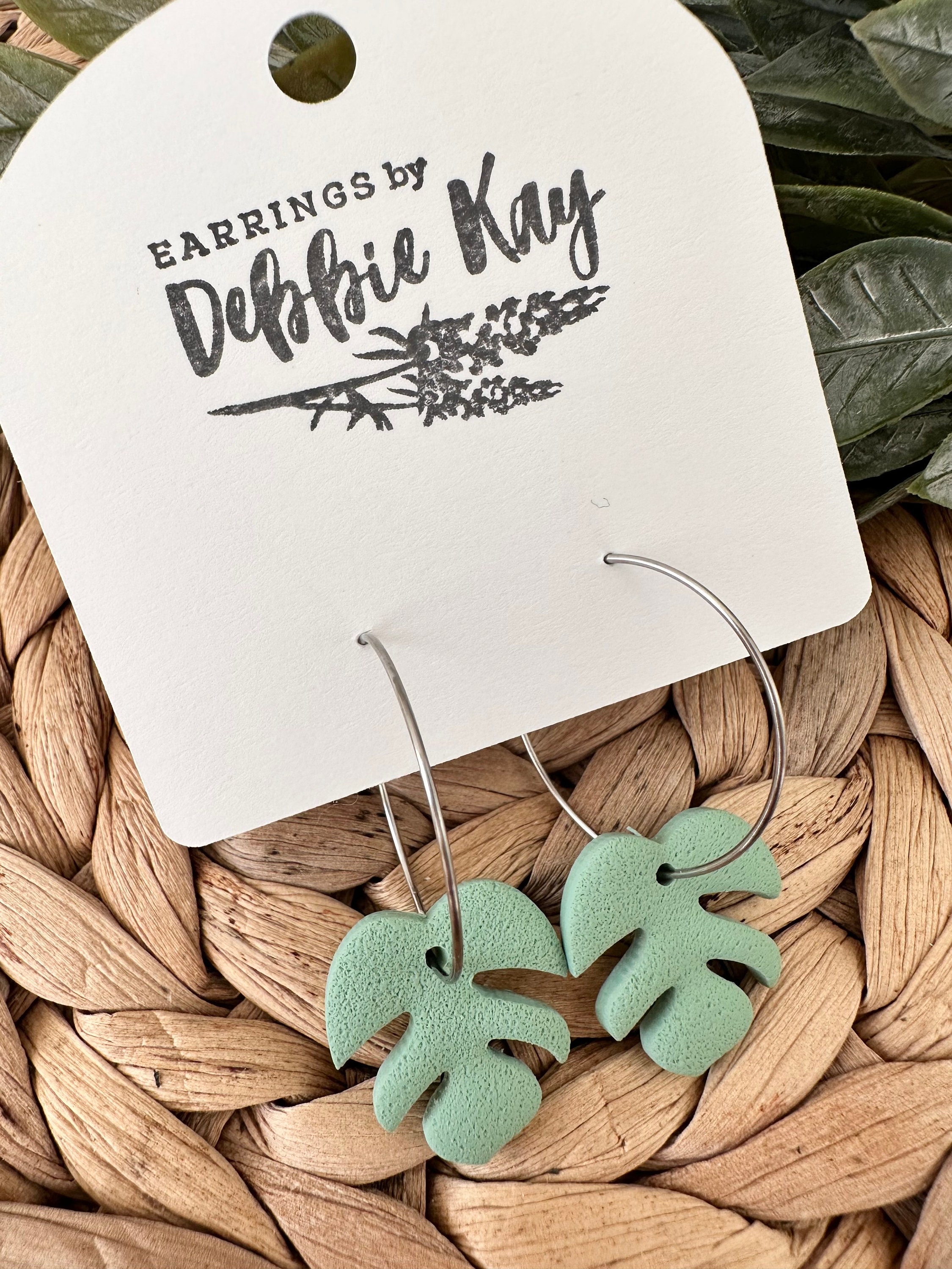 Monstera Leaf Polymer Clay Hoop Earrings Polymer Clay - Etsy