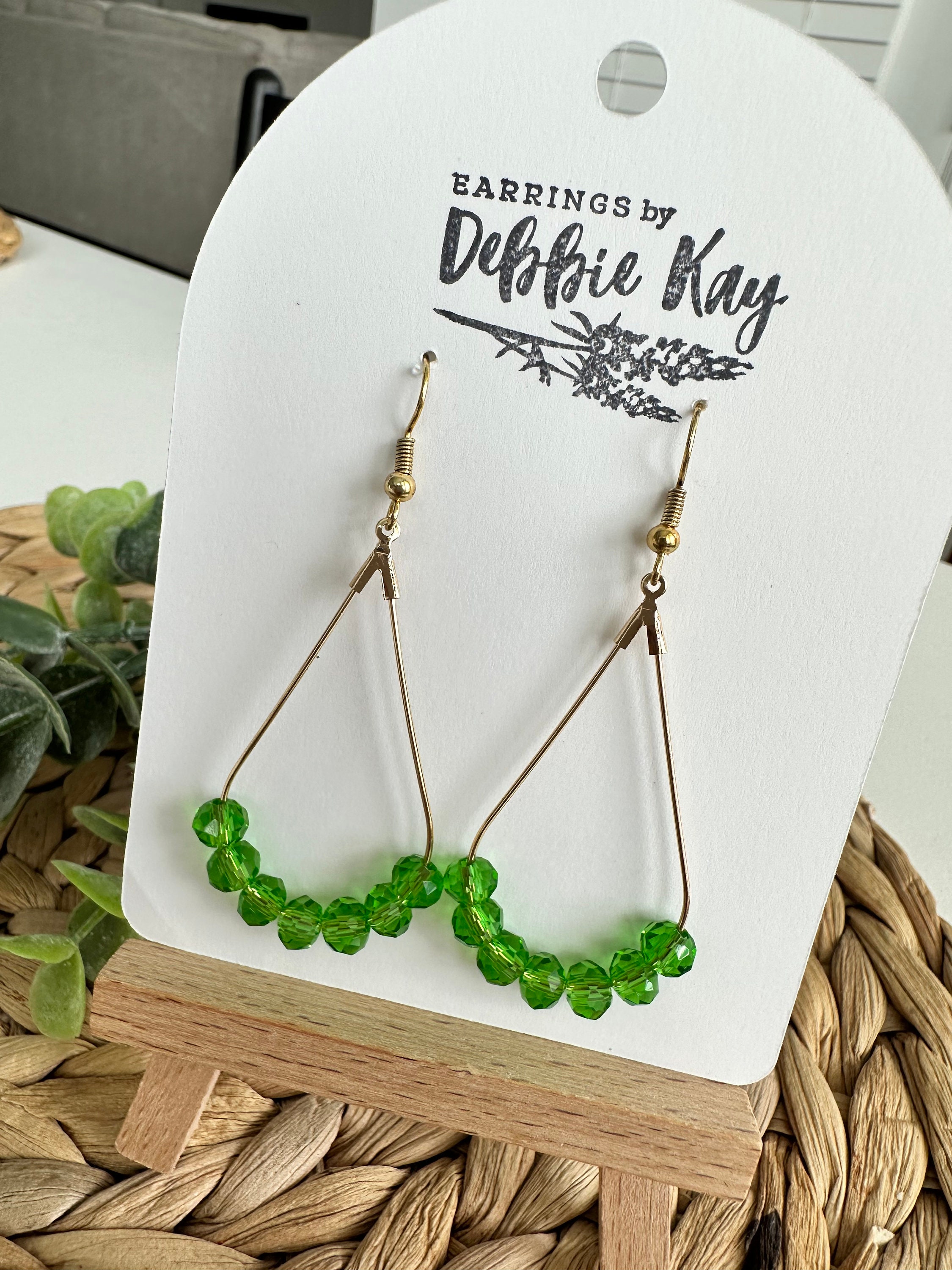 Green Beaded Teardrop Earrings Beaded Teardrops - Etsy