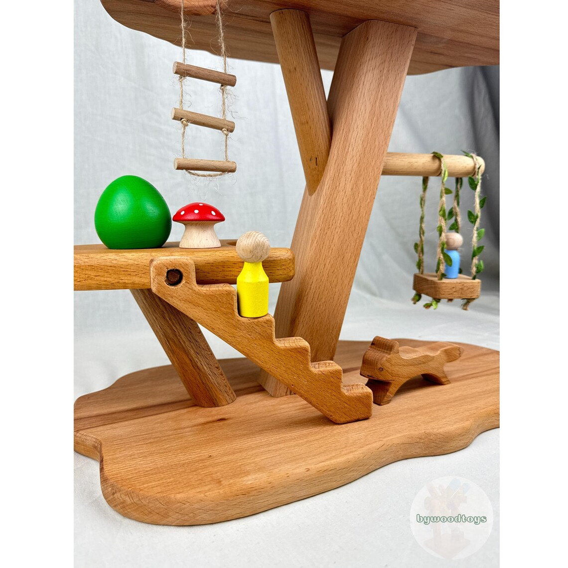 Wooden Tree House Set Toys, Peg Dolls and Trees and Animal, Montessori ...