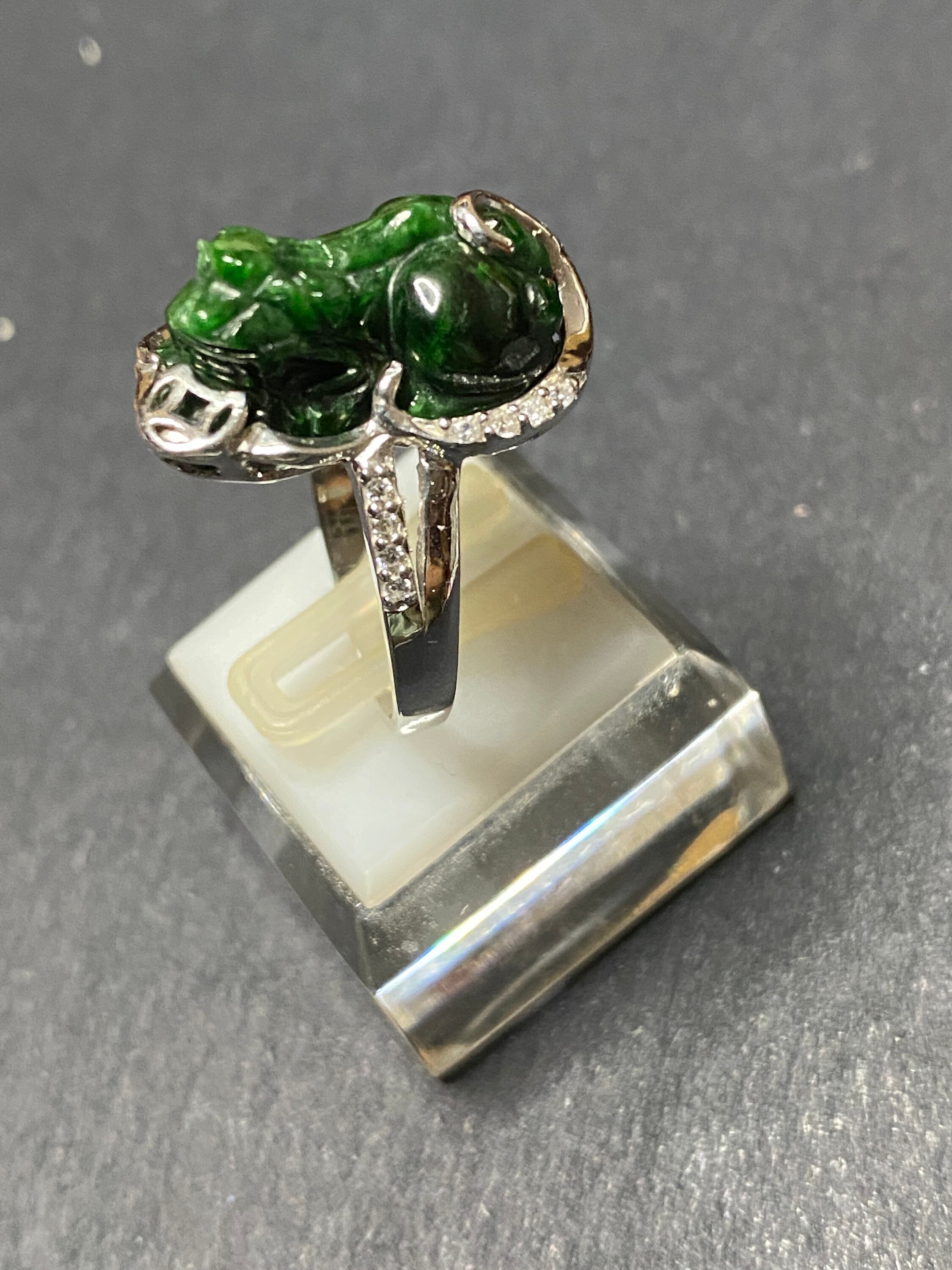 Jinxiu Red Jade Gold Pixiu Wealth Heart Mantra Ring1pcs-silver 品質保証