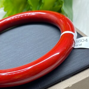 Natural Red Coral Bangle, Natural Coral Hand Made Varnish Coated, Coral ...