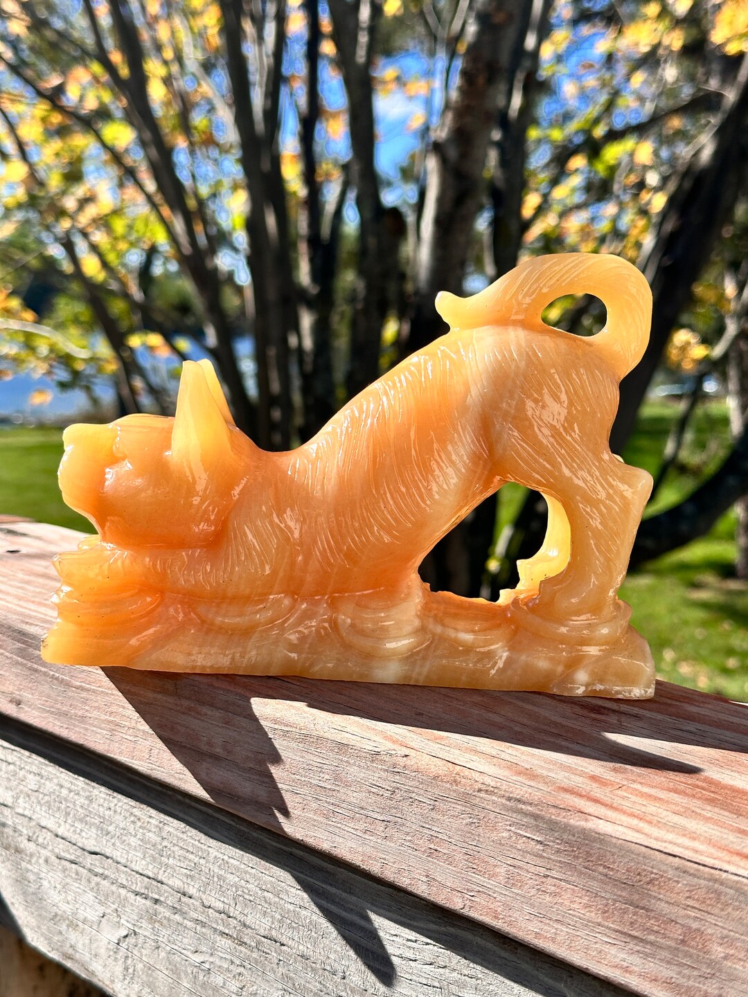 Calcite Gemstone Hand Carved Cat Statue, Lucky Cat Symbol in Fengshui ...