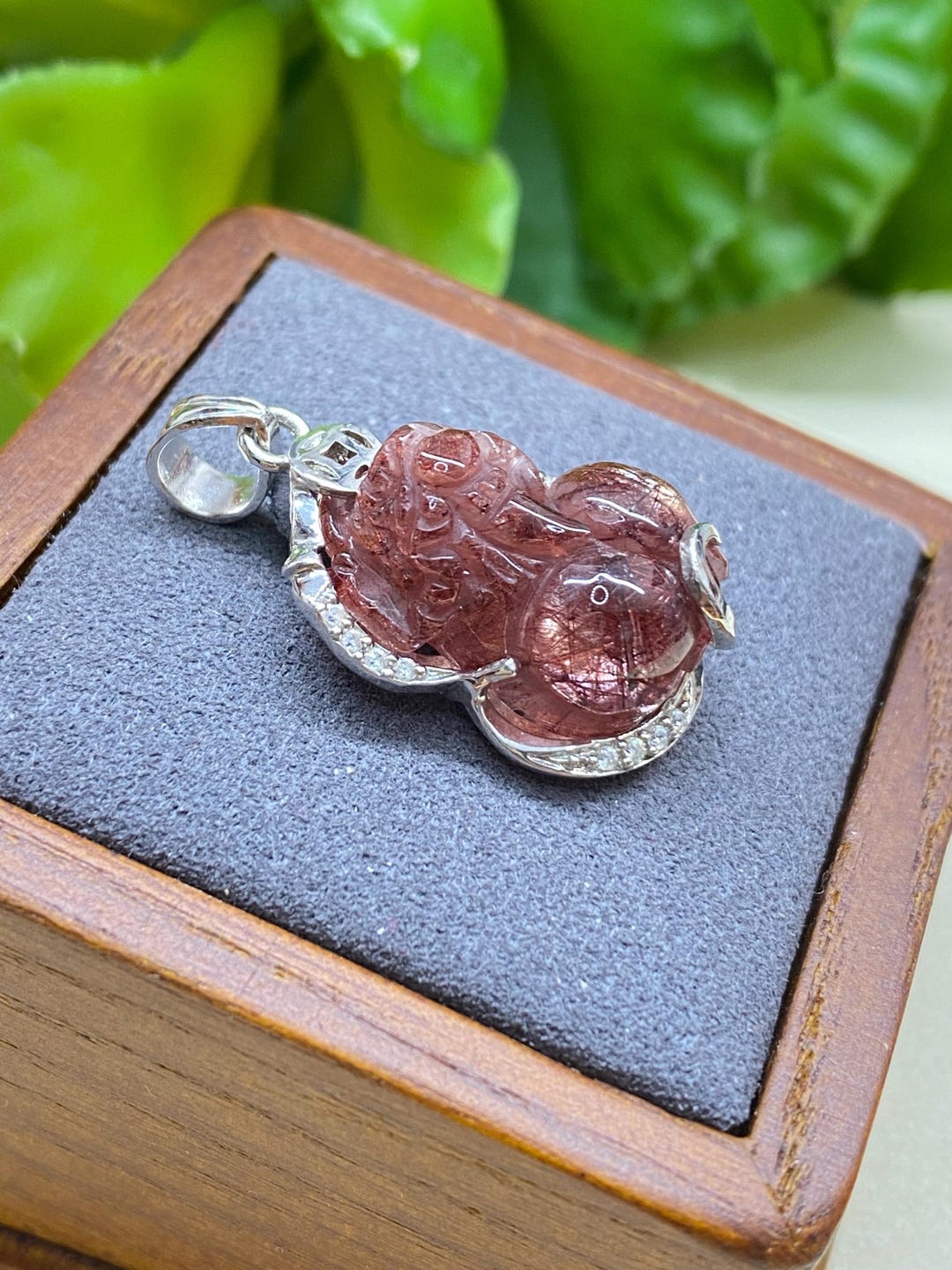 Red Rutilated Gemstone Hand Carved Pixiu Pendant, Pixiu Bring Luck ...