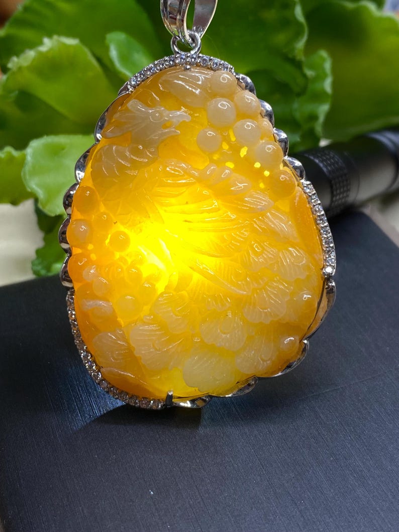 Jadeite Jade A Pendant Necklace, Hand Carved Phoenix Pendant, Jadeite ...