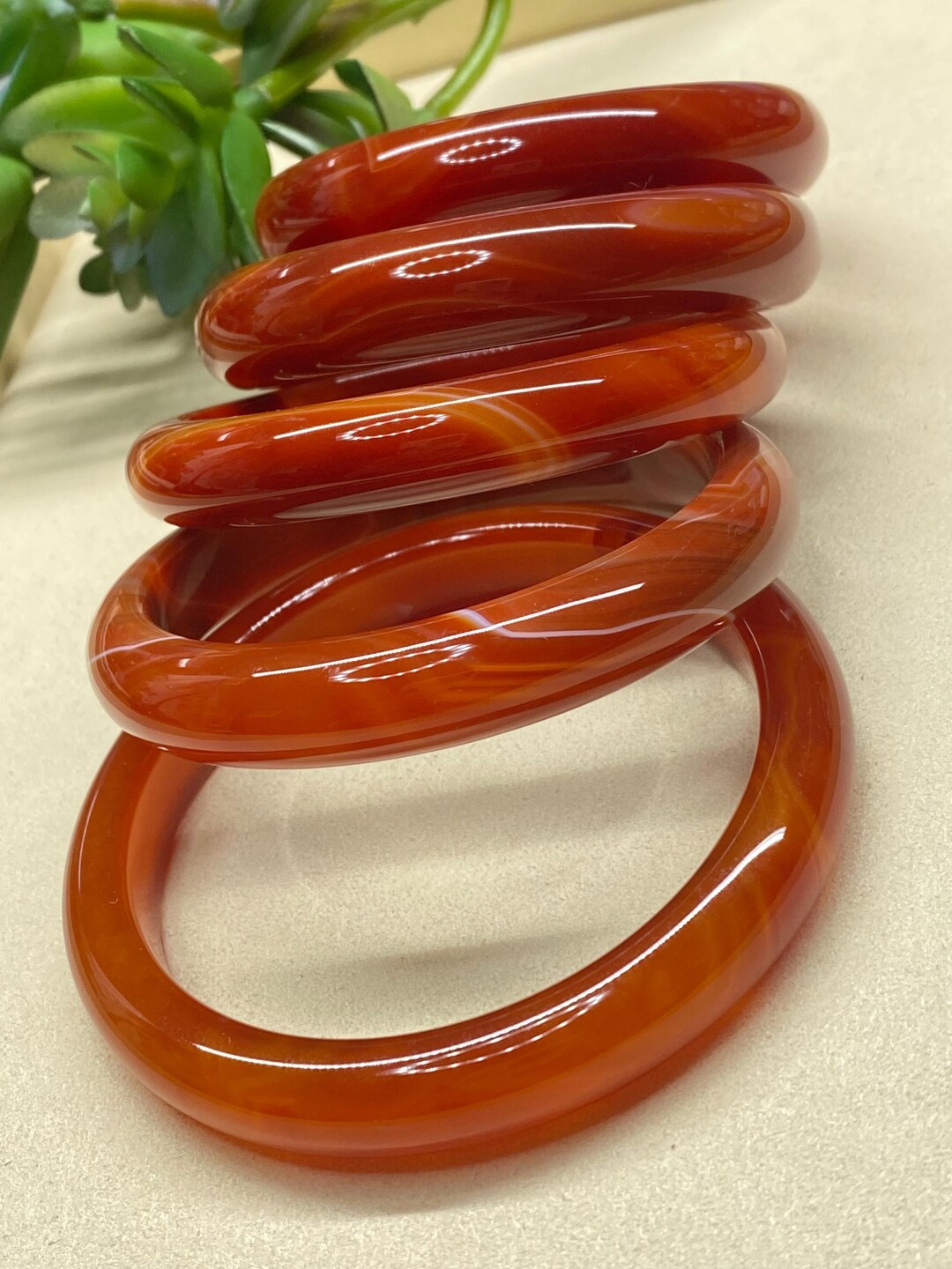 Agate Gemstone Bracelet Bangle, Red Agate Bangle - Etsy