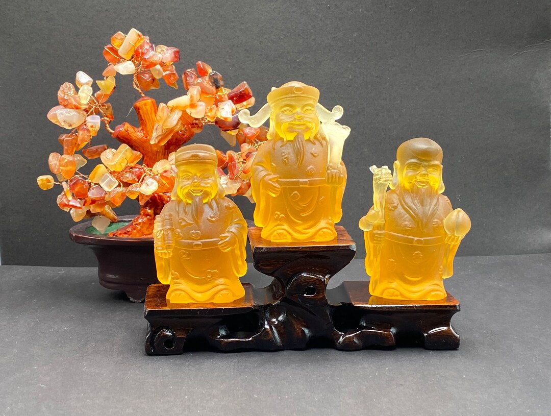Set of 3 Buddha Glass Made and Charka Tree Stone Made, Home| Office ...