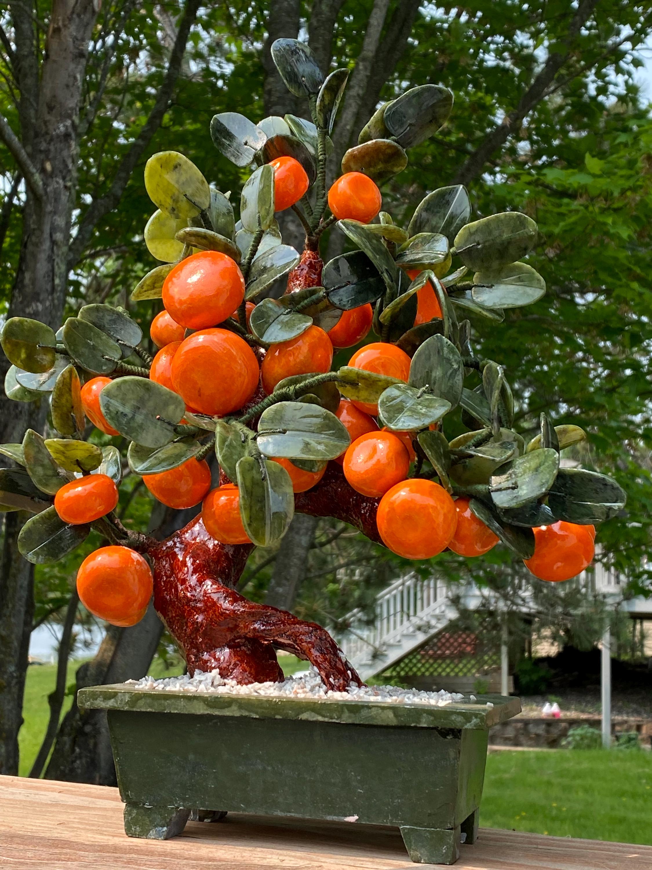 Serpentine Stone Mandarin Orange Tree: Fengshui Wealth Decor, 10lbs - Etsy
