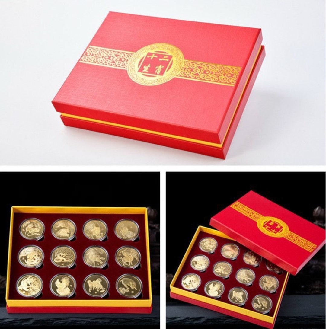 Set of 12 Chinese Zodiac, 18K Plated Copper Coin, GIFT Idea Special for ...