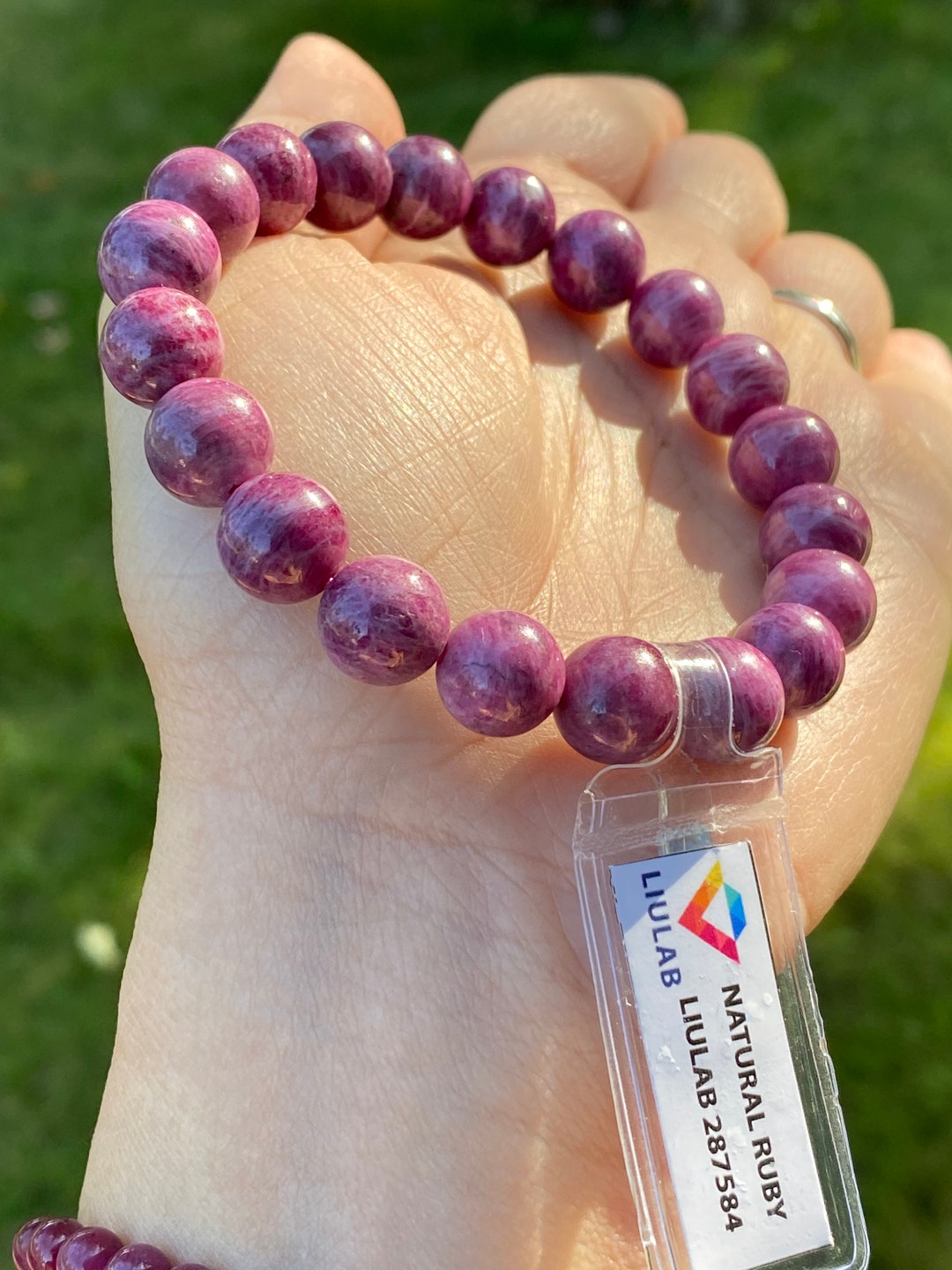 Certified Natural Ruby Gemstone Bracelet, Ruby Bracelet Round Bead 10MM ...