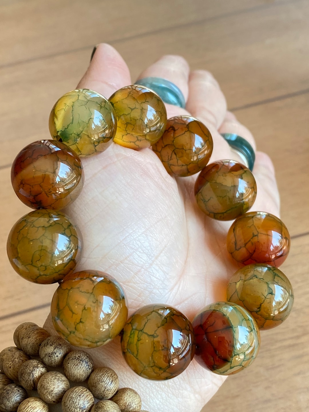 Dragon Scale Agate Natural Gemstone Bracelet 19.3-20MM, Agate Bracelet ...