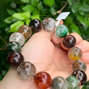 Colorful Phantom Ghost Garden Quartz Crystal Gemstone 15.3MM Bead ...