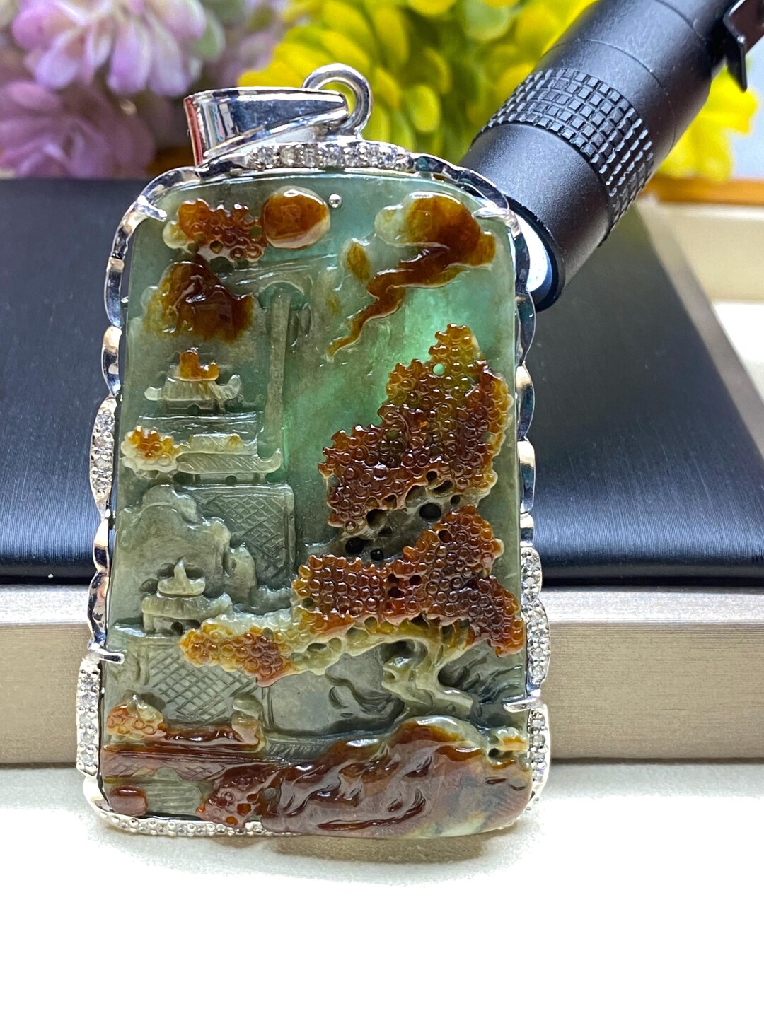 Jadeite Jade A Gemstone Hand Carved Temples Pendant Necklace Bring ...