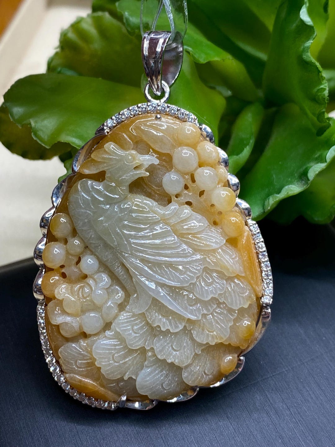 Jadeite Jade A Pendant Necklace, Hand Carved Phoenix Pendant, Jadeite ...