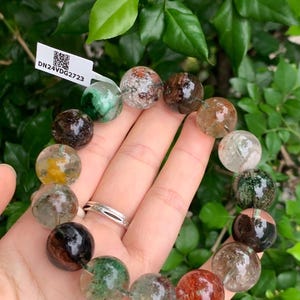 Colorful Phantom Ghost Garden Quartz Crystal Gemstone 15.3MM Bead ...