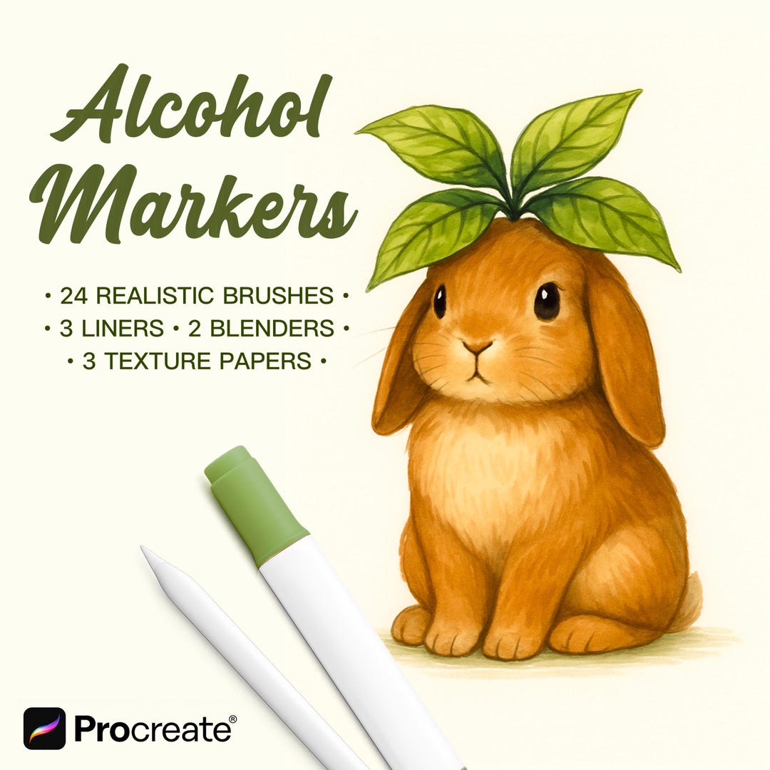 Realistic Alcohol Marker Brushes for Procreate: 24 Brush Set + Blenders ...