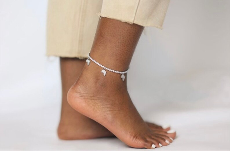 Africa Map Anklet, African Jewelry, Silver Africa Map Jewelry for Men ...