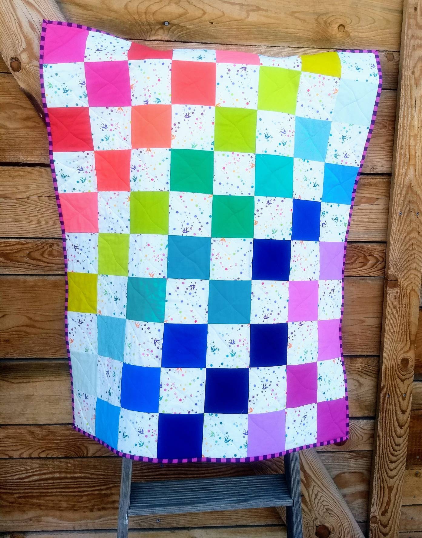 Rainbow Baby Quilt, Colorful Baby Quilt, Tula Pink Fabrics, Modern Baby ...