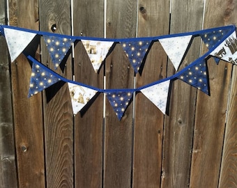 Blue and Gold Bunting Banner - Etsy