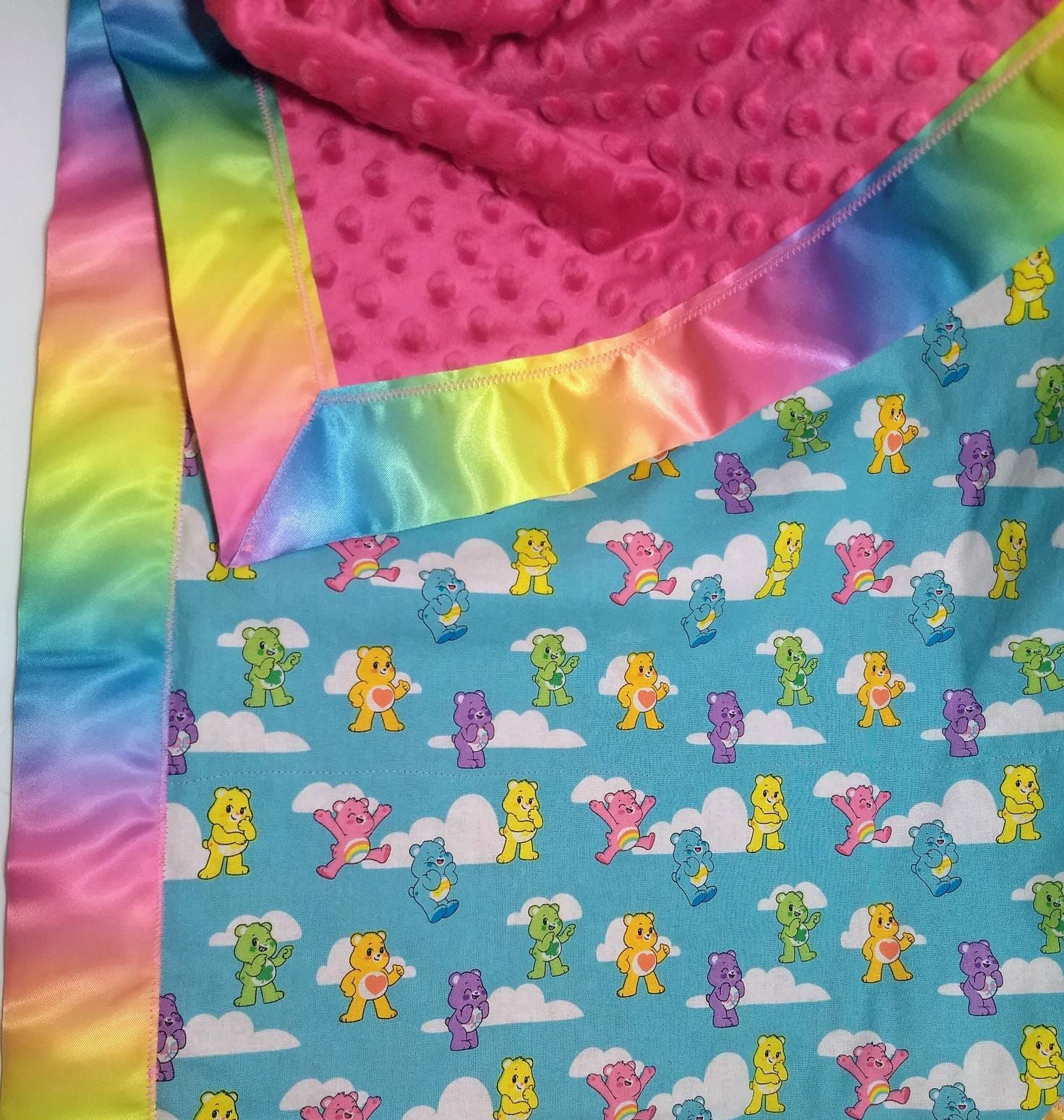 Care Bears Baby Blanket, Pop Culture Baby Gift, Rainbow Baby Blanket ...
