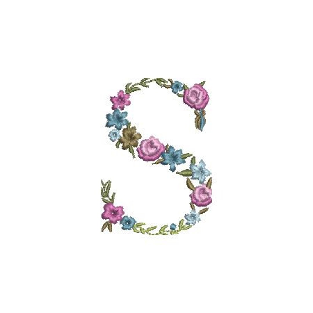 2 Sizes floral Letter S Floral Font Machine Embroidery Design - Etsy