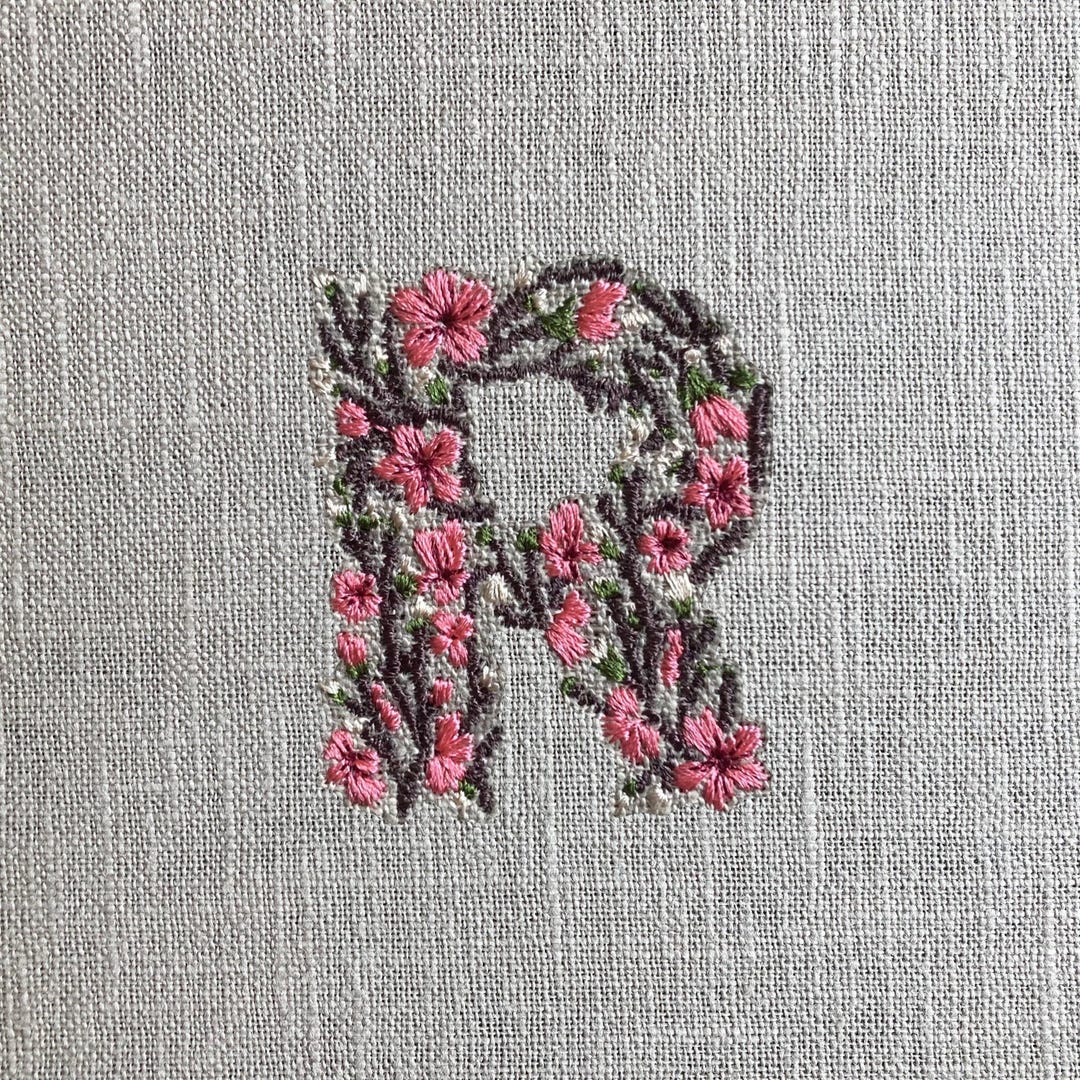 5 Sizes "cherry Blossom Letter "r" Machine Embroidery Design - Etsy