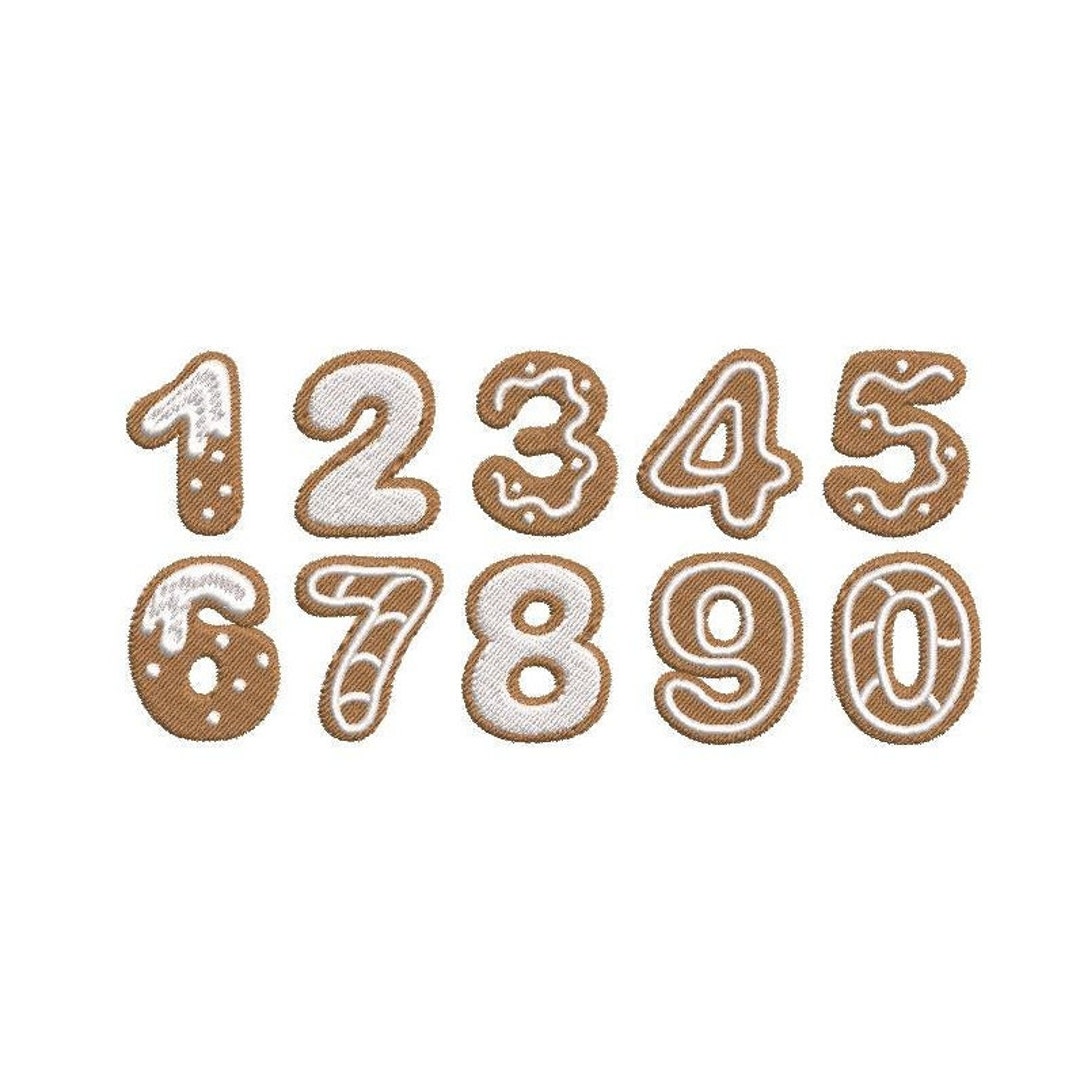 4 Sizes "christmas Cookie Numbers" Machine Embroidery Design - Etsy