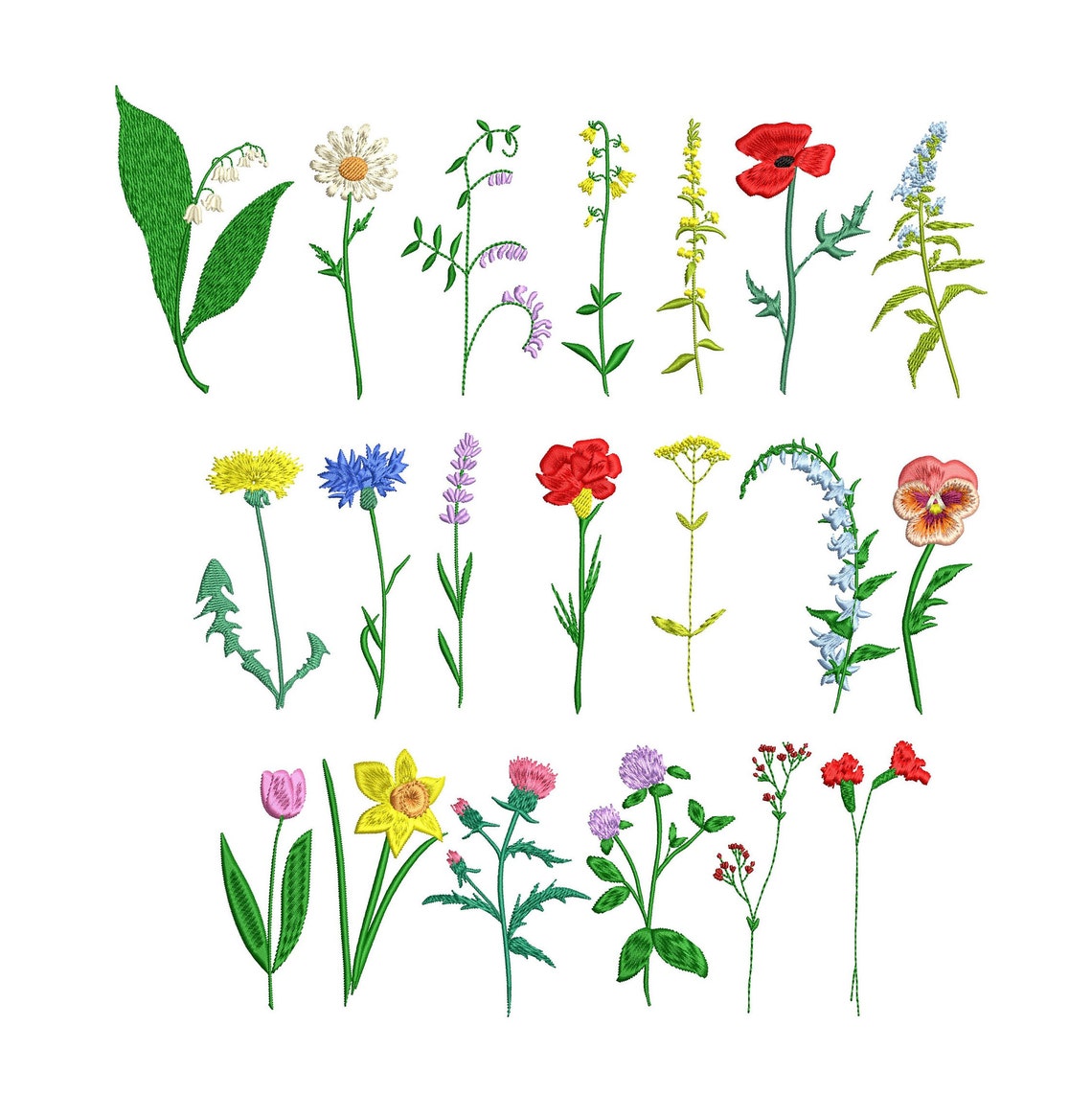 3 Sizes garden Flowers 20 Individual Designs - Etsy