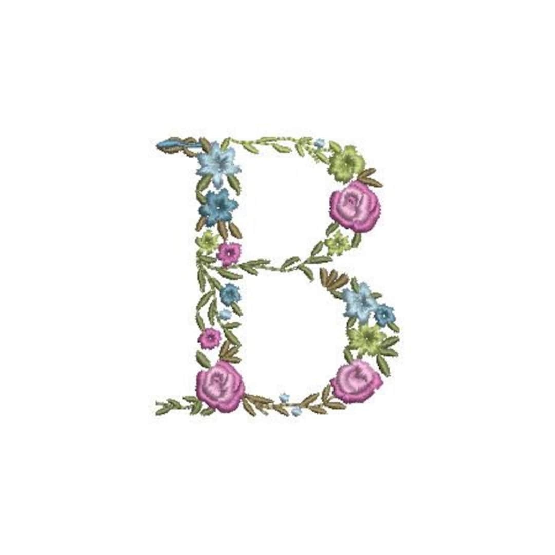 2 Sizes floral Letter B Floral Font Machine Embroidery Design - Etsy