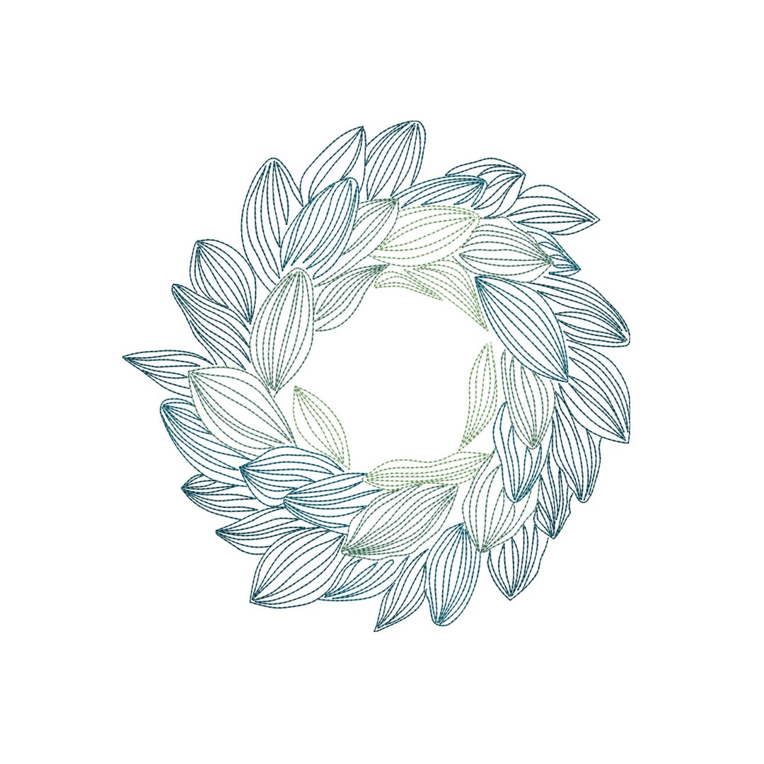 5 Sizes "contour Drawing Botanical Wreath" Machine Embroidery Design - Etsy