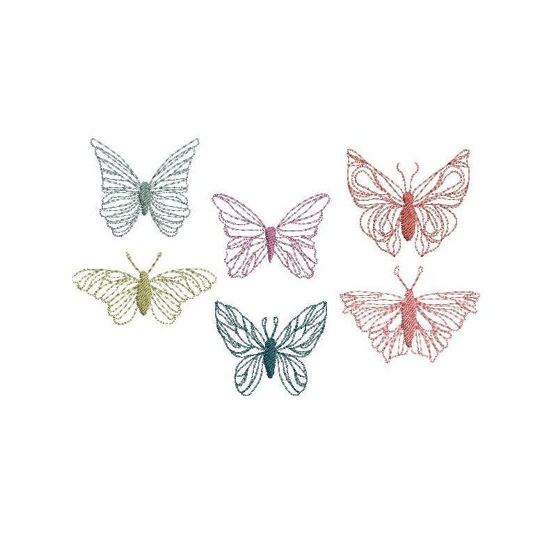3 Sizes "butterflies" 6 Individual Design Machine Embroidery Designs - Etsy
