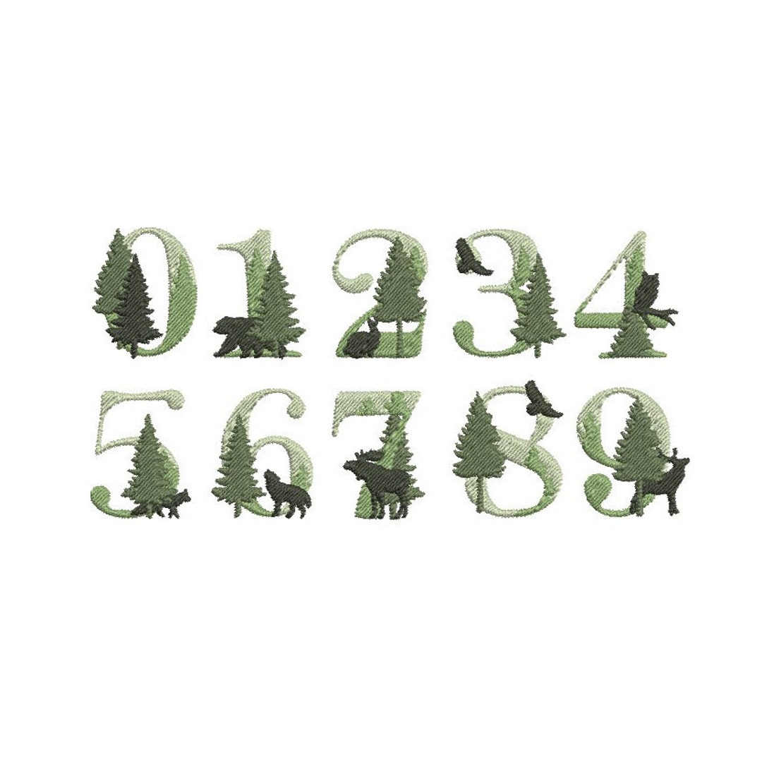 2 Sizes "forest Numbers" Machine Embroidery File - Etsy