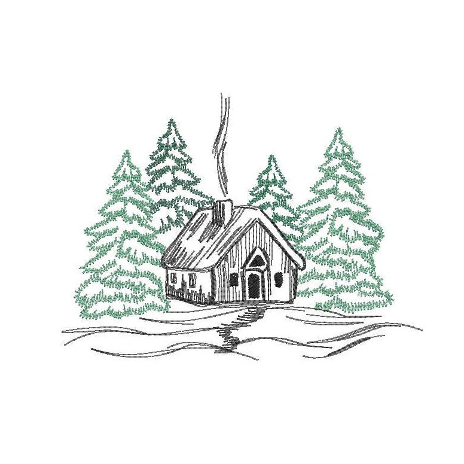 6 Sizes "winter Landscape" Machine Embroidery Design - Etsy