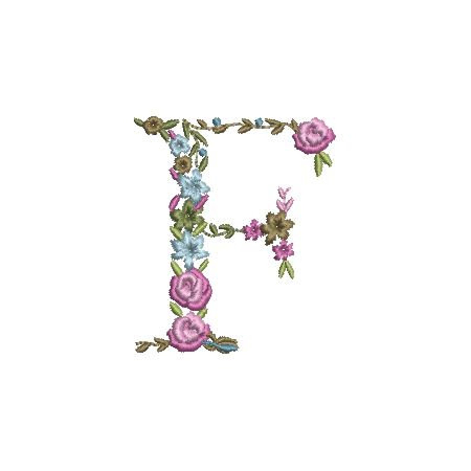 2 Sizes "floral Letter F" Floral Font Machine Embroidery Design - Etsy