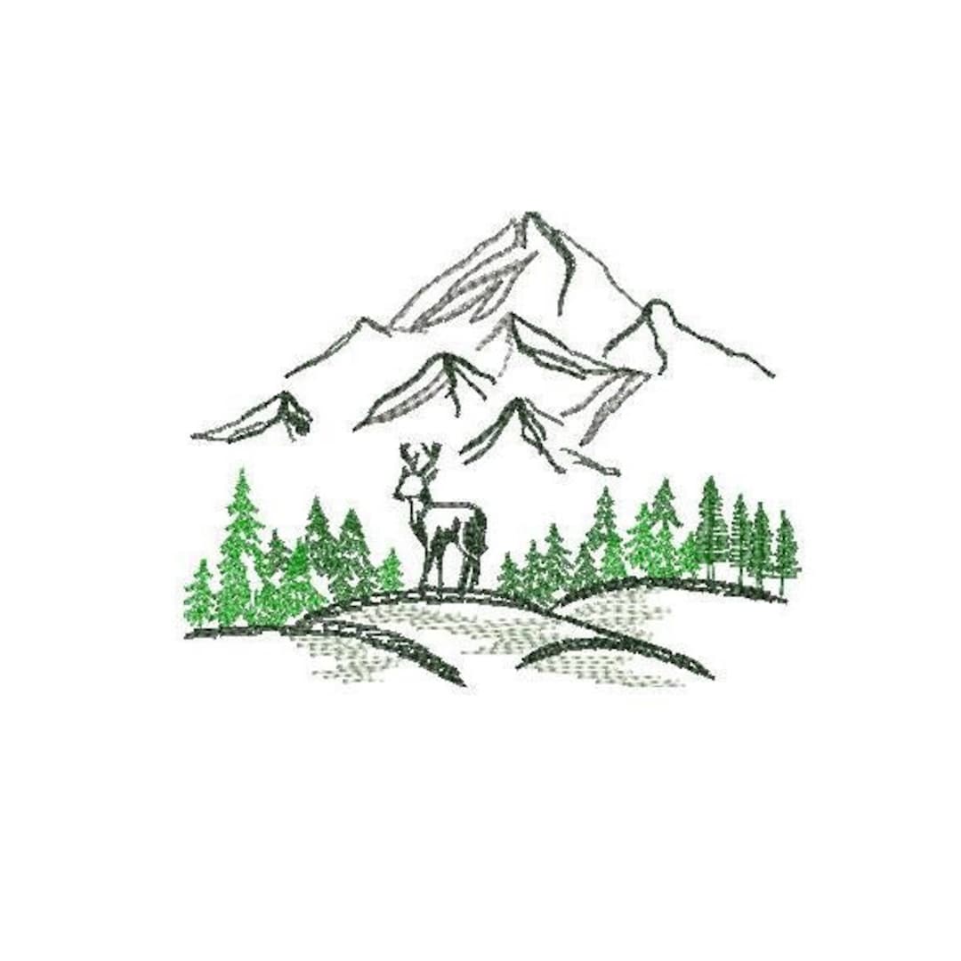 4 Sizes "forest Landscape" Machine Embroidery Design - Etsy