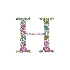2 Sizes "floral Letter H" Floral Font Machine Embroidery Design - Etsy
