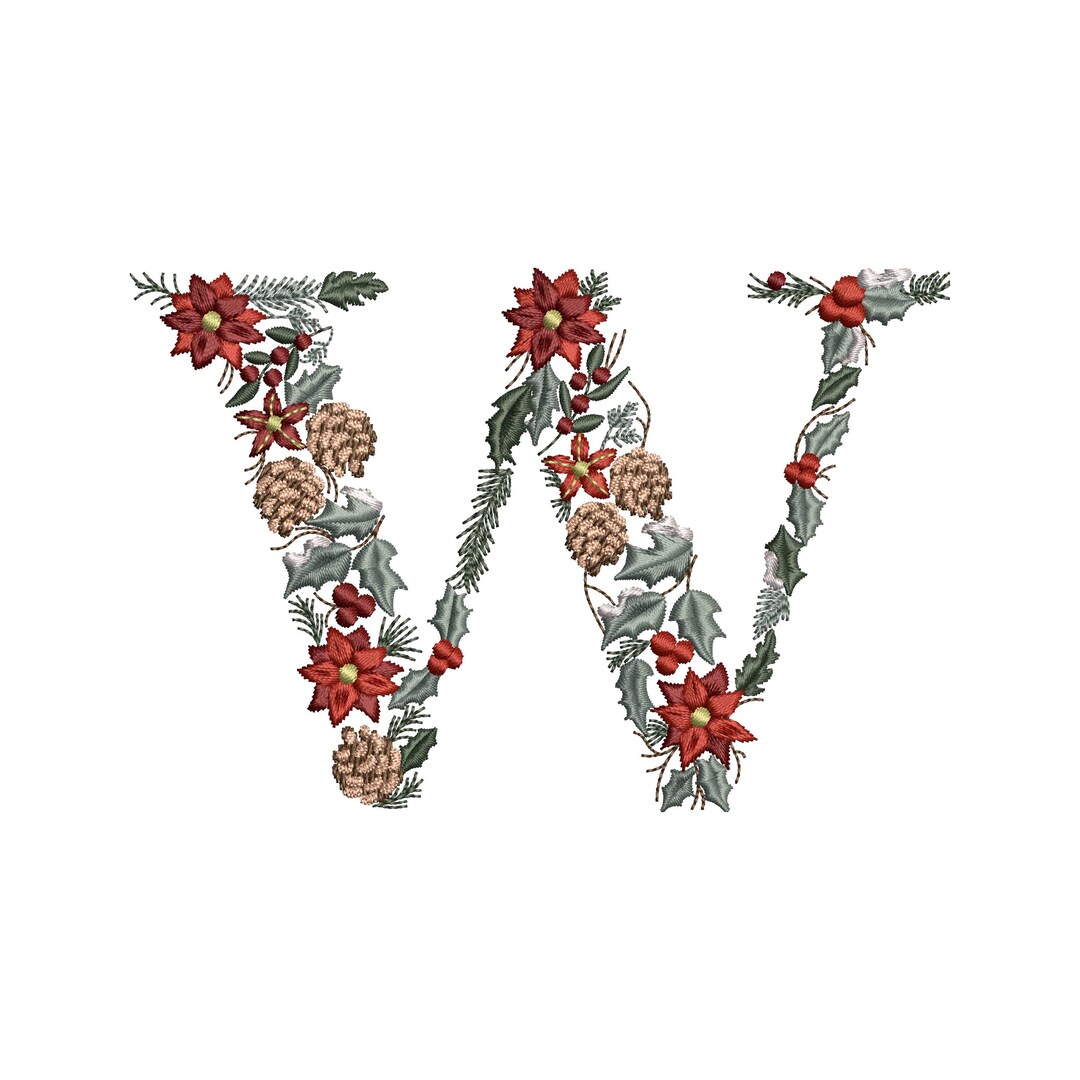 Christmas Alphabet Letter W Machine Embroidery Design - Etsy