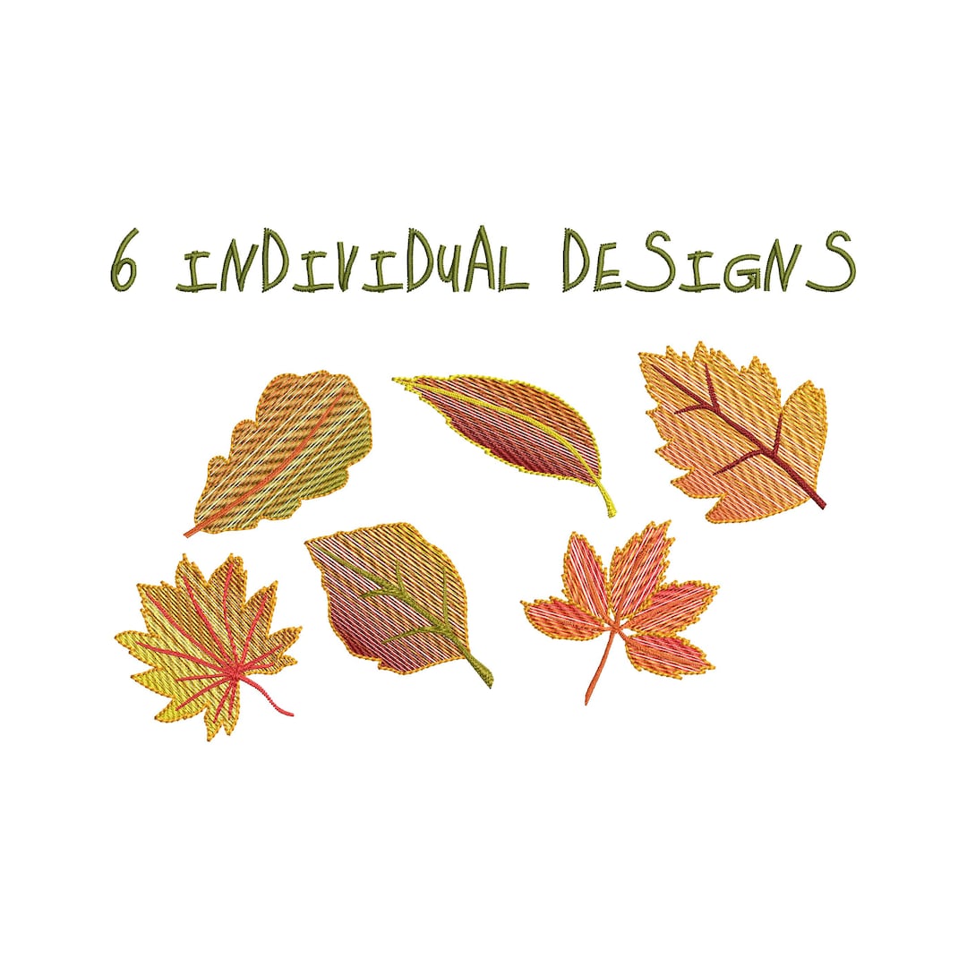 4 Sizes "autumn Leaves" 6 Individual Machine Embroidery Designs - Etsy