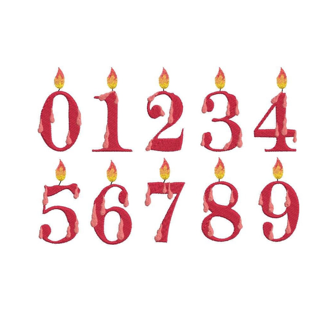3 Sizes "candle Numbers" Machine Embroidery Design - Etsy