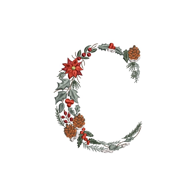 Christmas Alphabet Letter C Machine Embroidery Design - Etsy