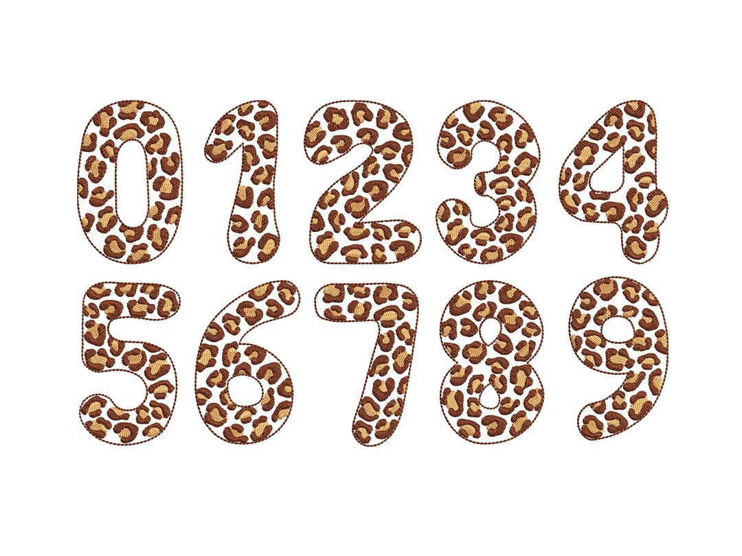 3 Sizes leopard Numbers Machine Embroidery Design - Etsy